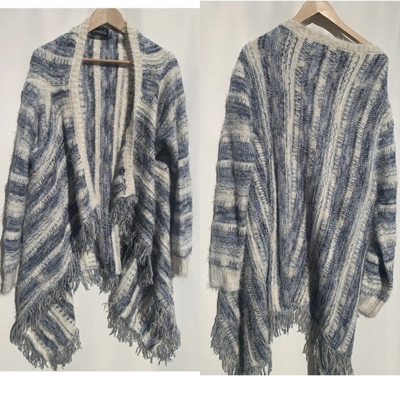 Frazzle | Sweaters | Y2k Frazzle Soft Fuzzy Striped Flyaway Cardigan ...